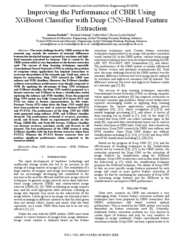 Improving The Performance of CBIR Using XGBoost Classifier With Deep CNN-Based Feature ...
