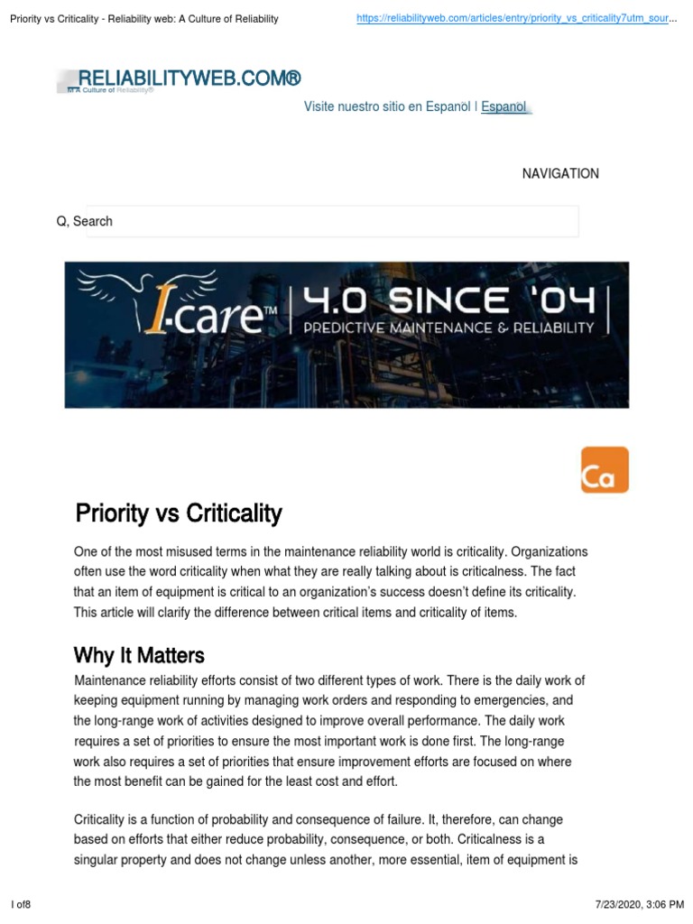 Priority Vs Criticality | PDF | Reliability Engineering | Business