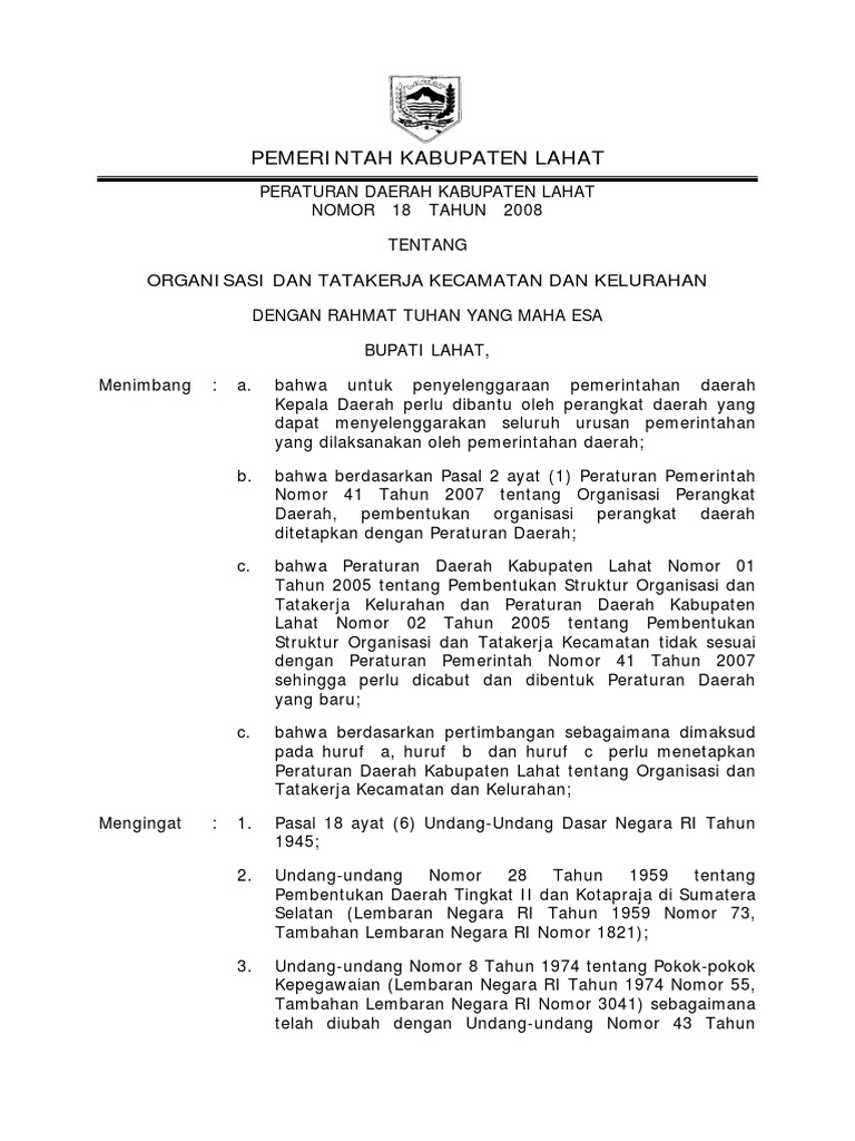 Perda 18 TH.2008 | PDF