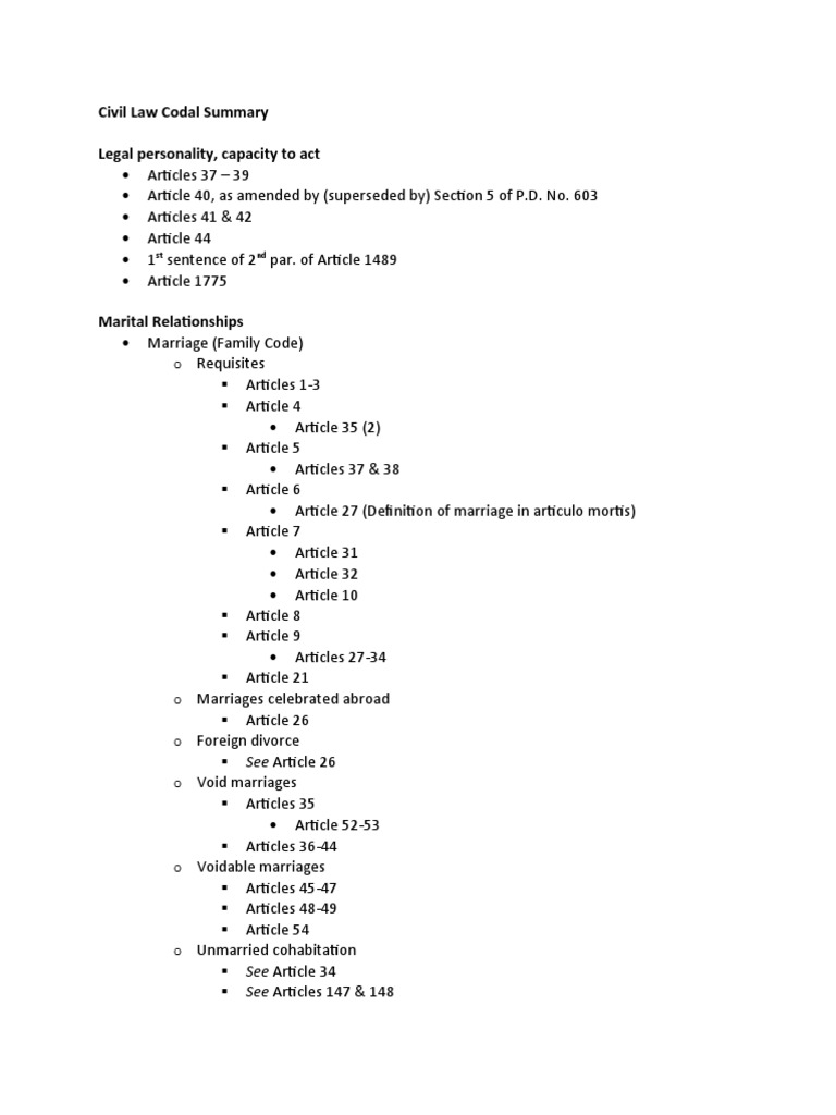 Civil Law Codal Summary Overview | PDF | Easement | Damages