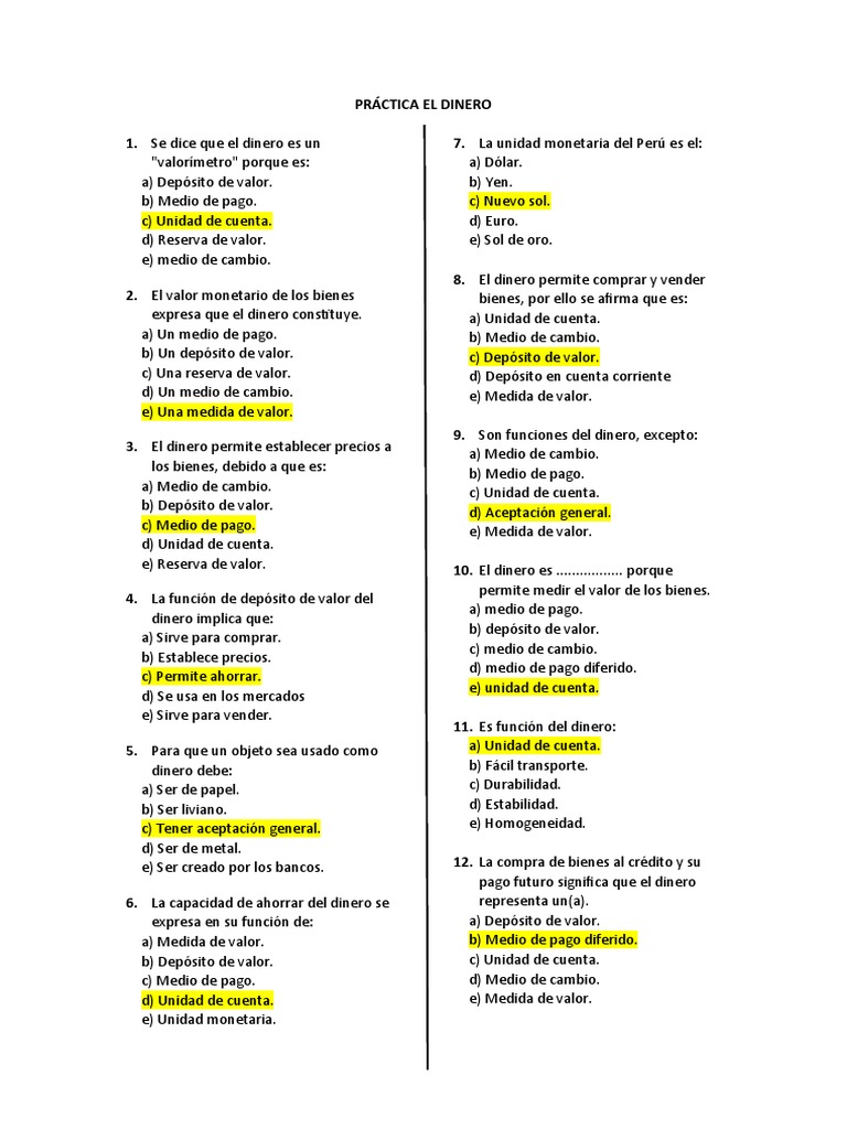 Funciones y Valor del Dinero | PDF | Dinero | Moneda