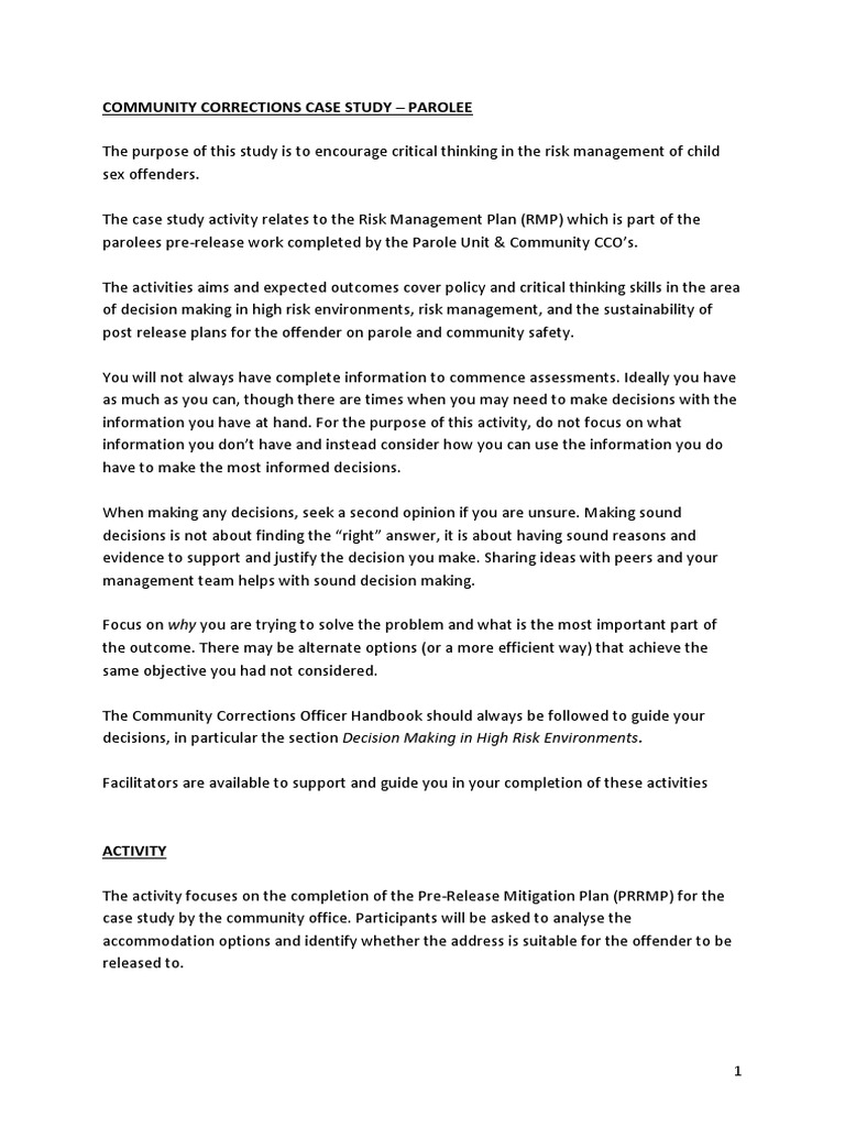 Community Corrections Case Study | PDF | Risk | Risk Management