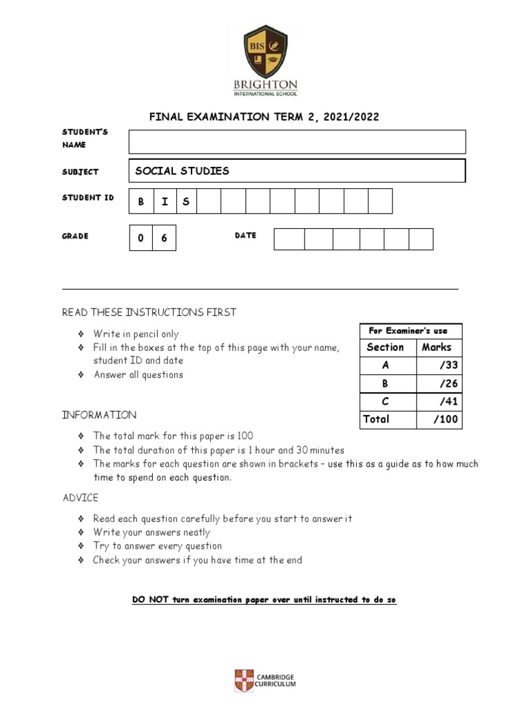Social Studies Final Exam 2021/2022 | PDF | Exploration | Field Research