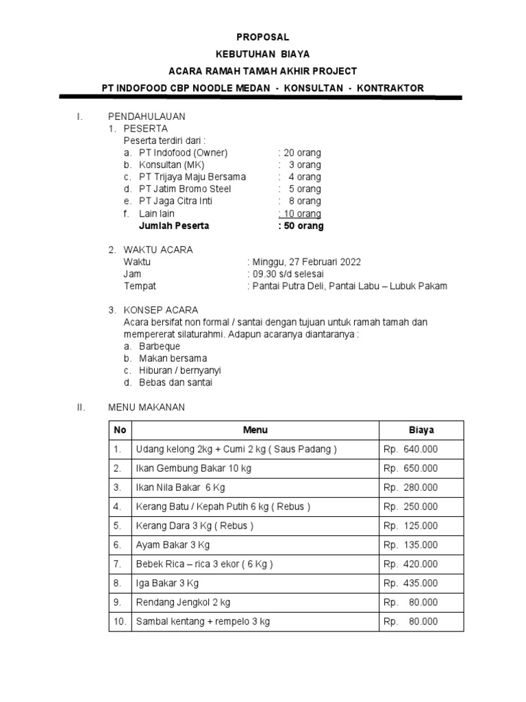 Proposal Kebutuhan Biaya | PDF