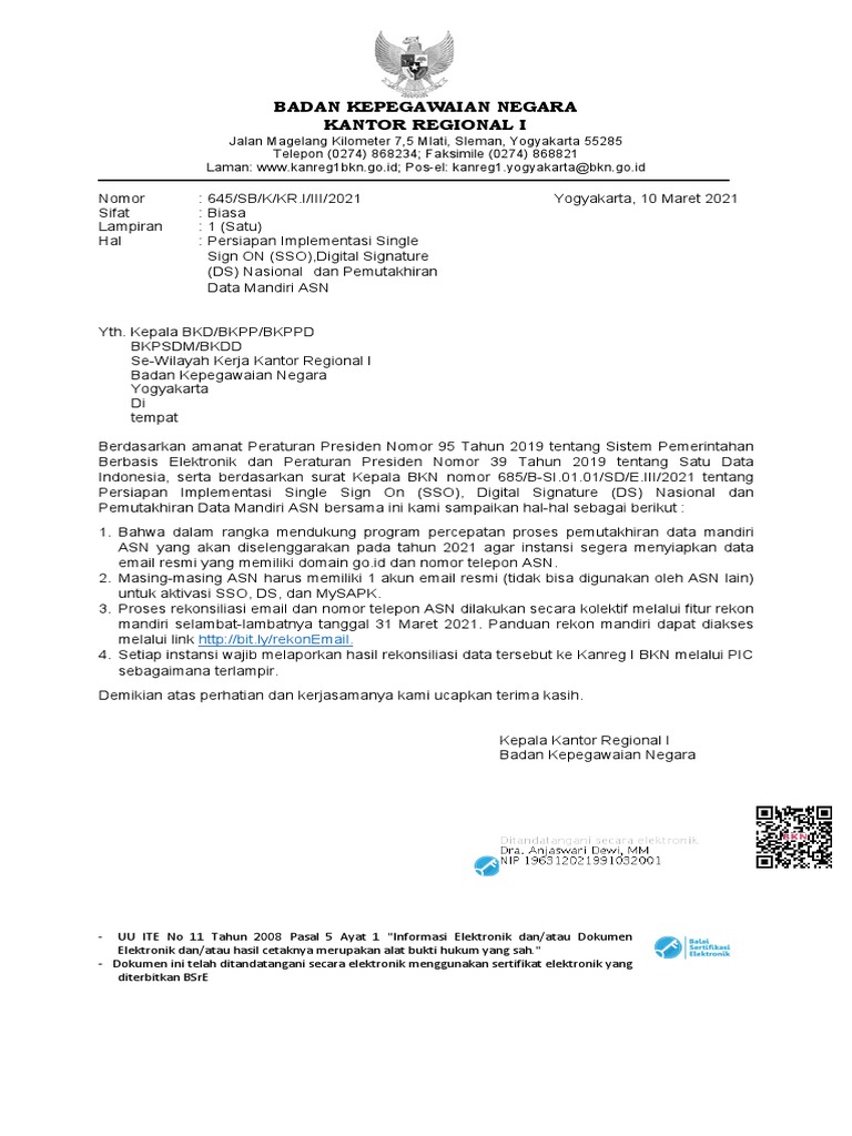 Persiapan Implementasi Single Sign ON (SSO), Digital Signature (DS ...