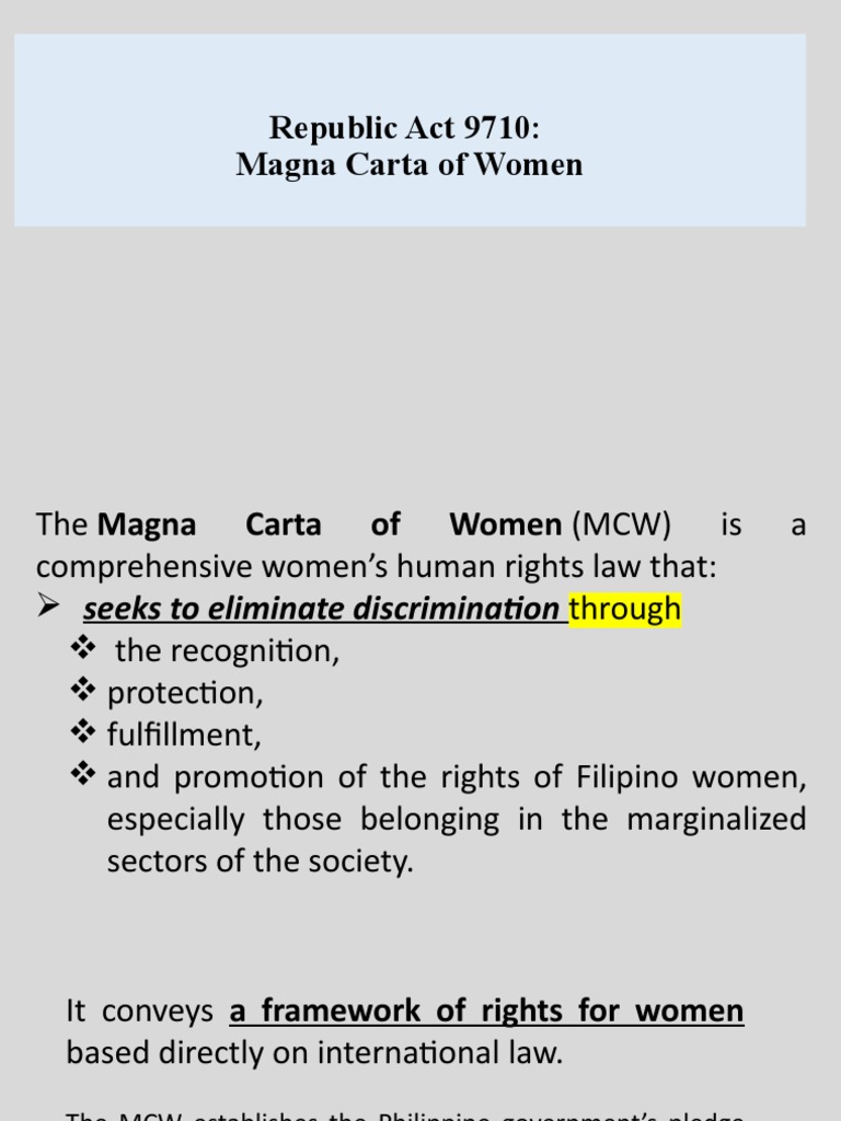 Republic Act 9710: Magna Carta of Women | Download Free PDF ...