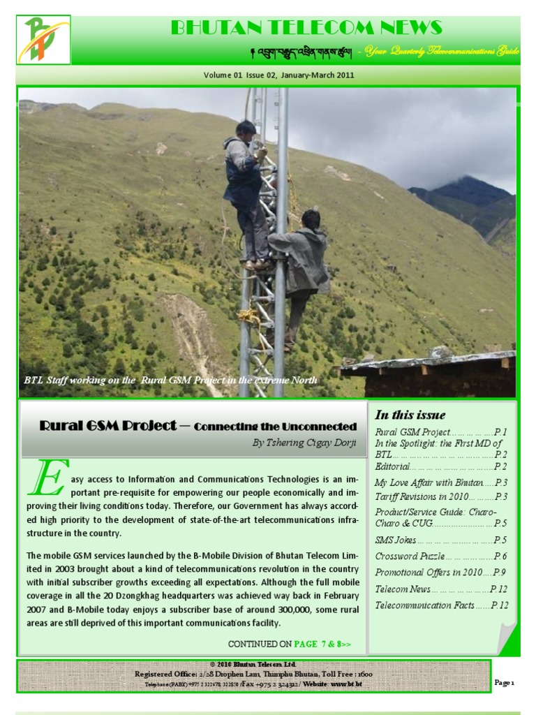 Bhutan Telecom News: - Your Quarterly Telecommunications Guide | PDF ...