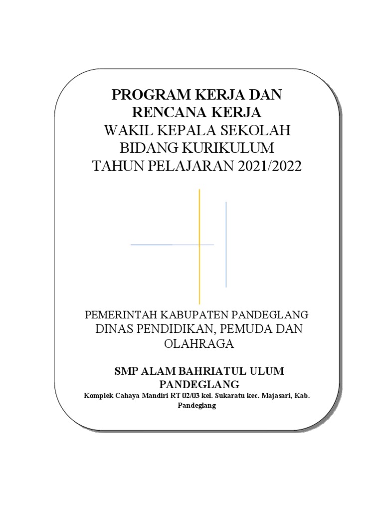 Program Kerja Wakil Kepala Sekolah Bidang Kurikulum | PDF