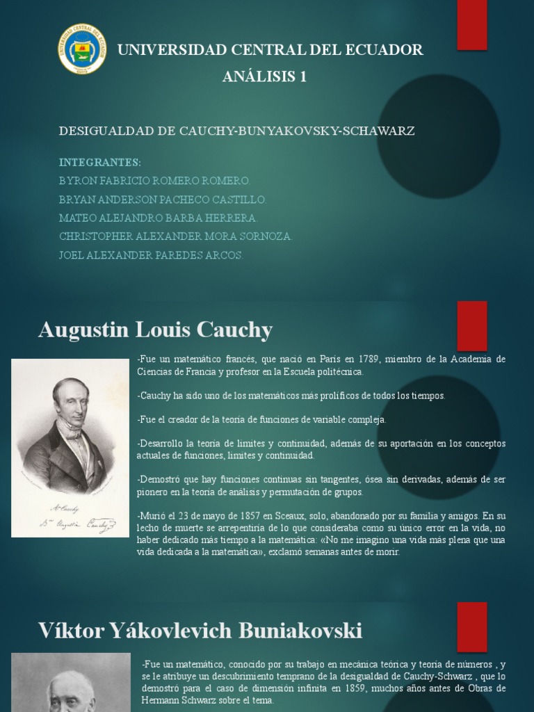Desigualdad de Cauchy-Bunyakovsky-Schawarz | PDF | Matemáticas ...