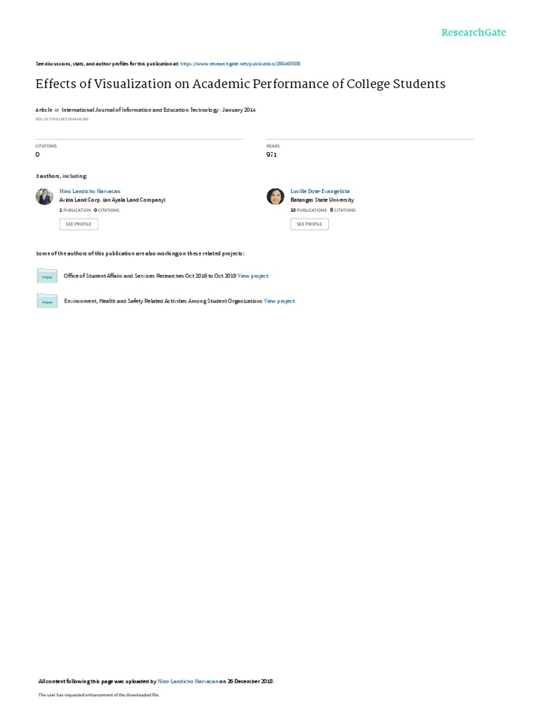 Effects of Visualization On Academic Performance o | PDF | P Value ...