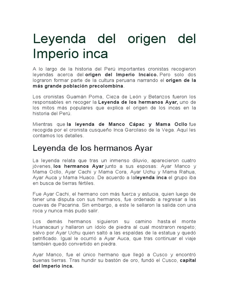 Origen Del Imperio Incaico | PDF | Imperio Inca