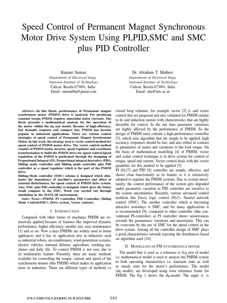 Speed Control PMSM | PDF