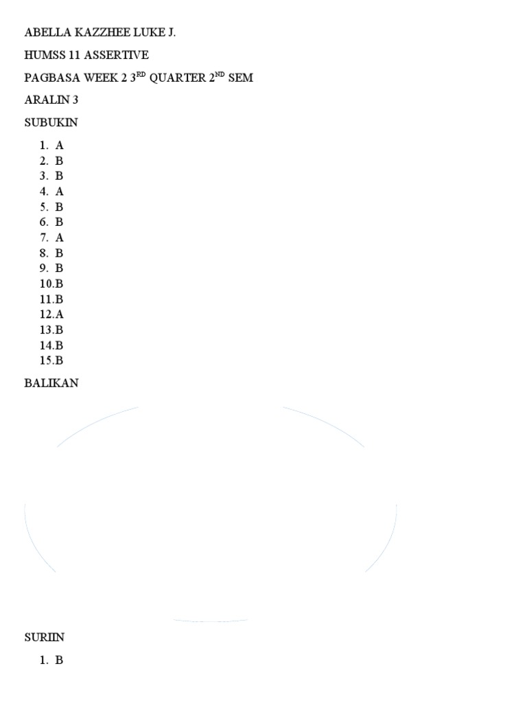 Abella Kazzhee Luke J Pagbasa Aralin 3 To 5 Week 2 2ND Sem 3RD Q | PDF