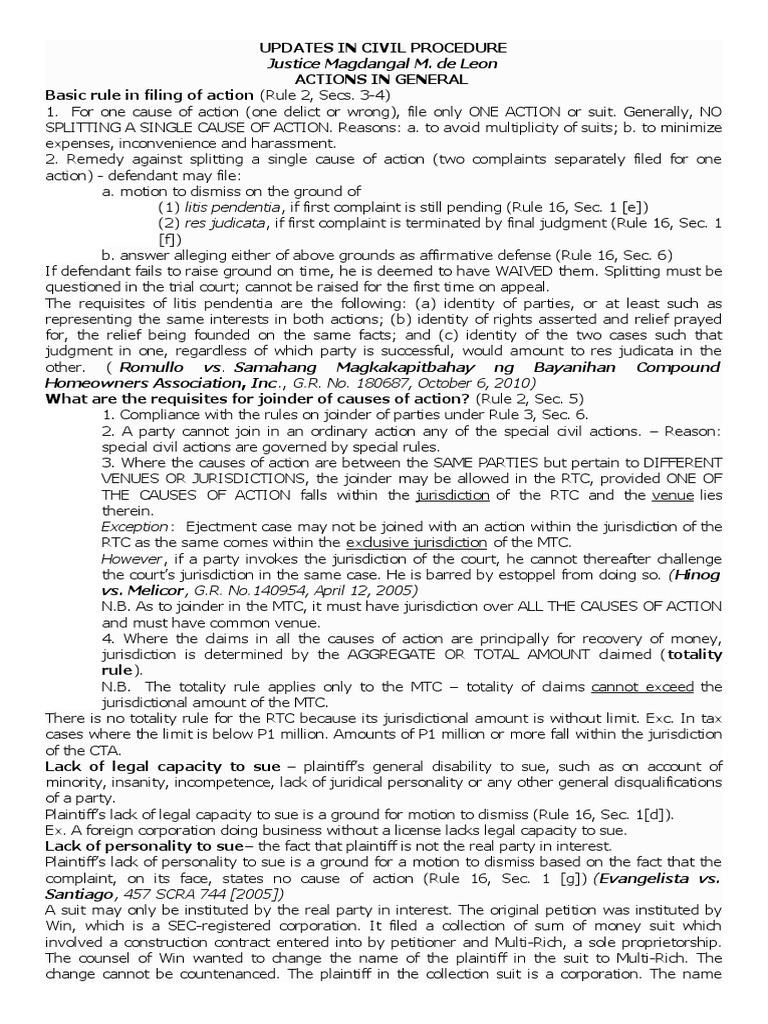 Civil Procedure Updates and Guidelines | PDF | Summary Judgment | Pleading