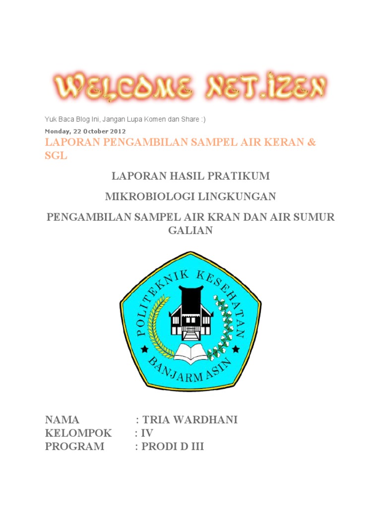 Contoh Laporan Sampel Air | PDF