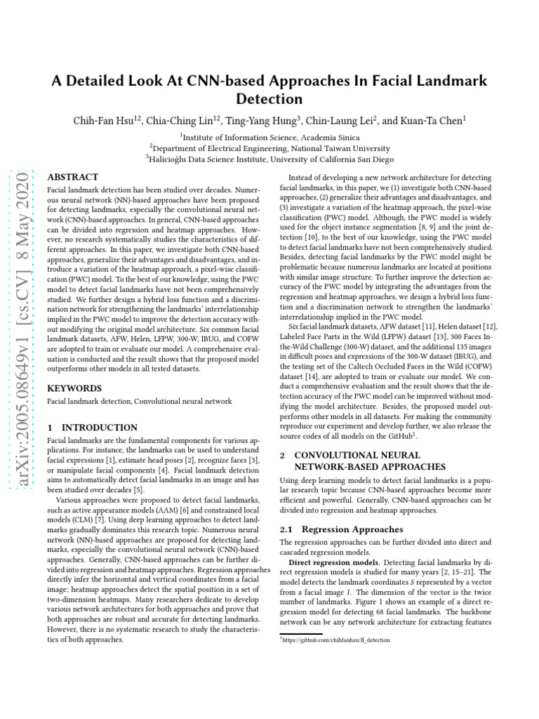 A Detailed Look at CNN-based Approaches in Facial Landmark Detection ...