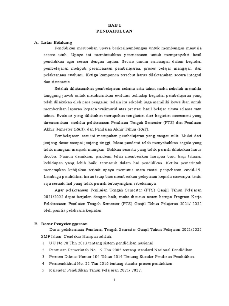 Program Kerja PTS | PDF