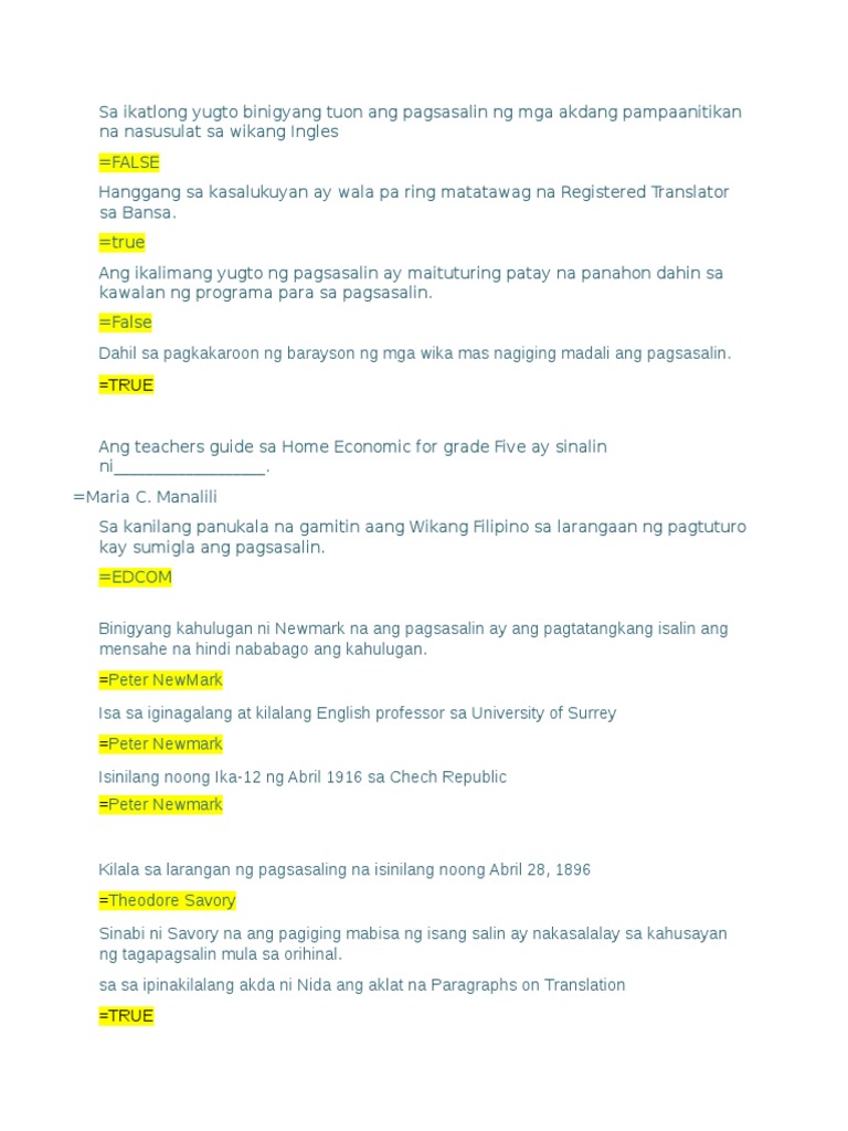 Pagsasaling Pampanitikan 201921 | PDF