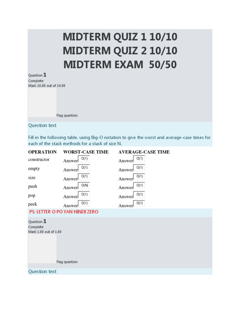 Data Structures And Algorithms 1 Complete Midterm By Mhel Pdf Queue Abstract Data Type