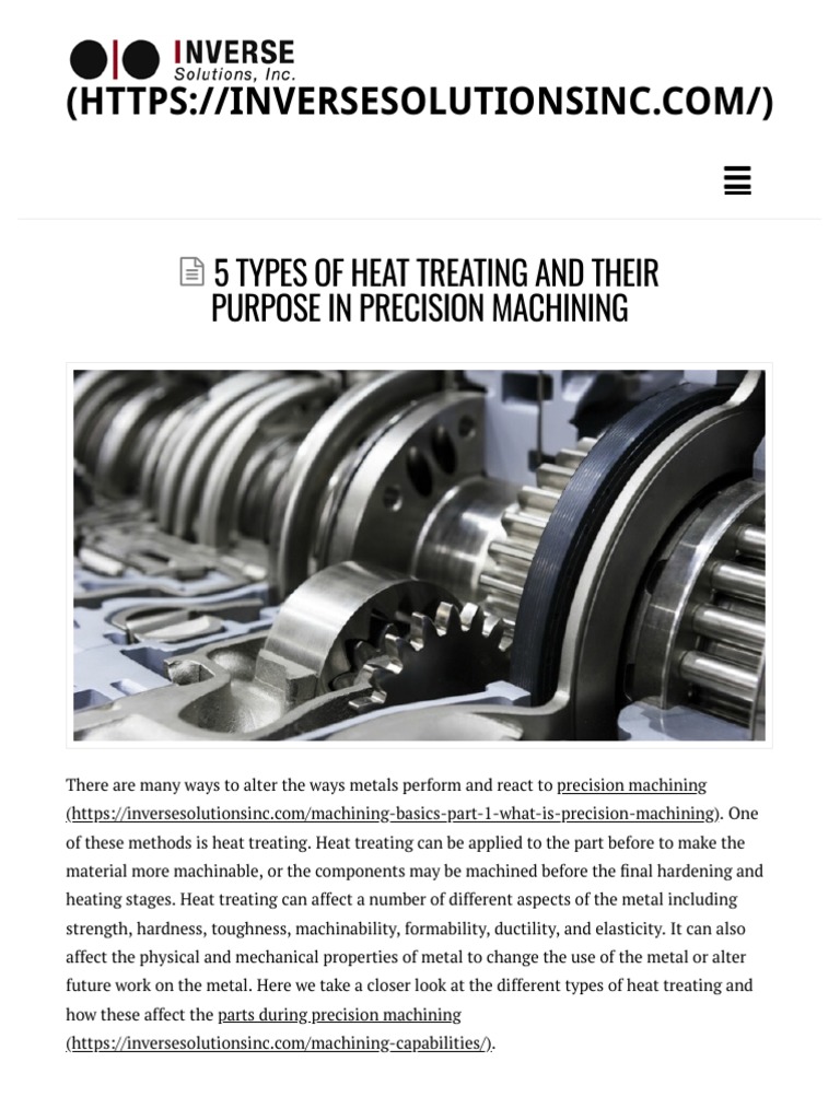 5 Types of Heat Treating and Their Purpose in Precision Machining | PDF ...