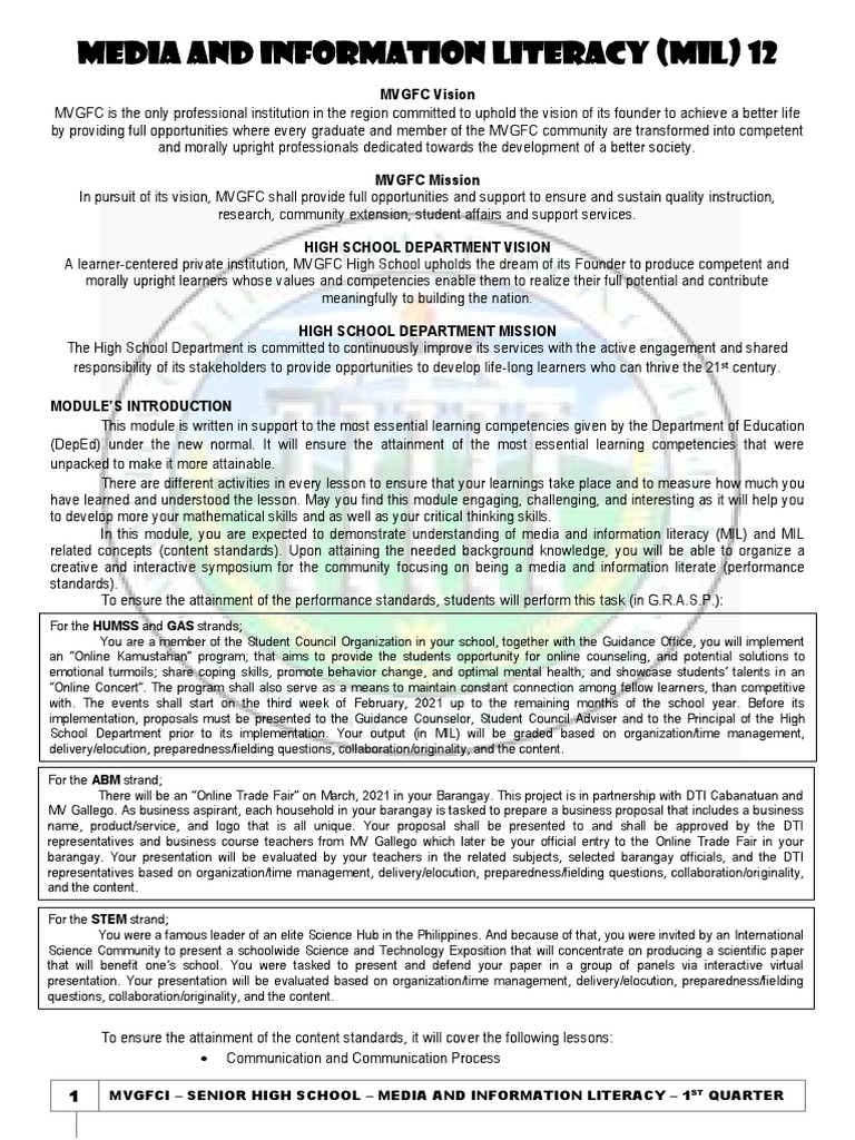 Mil Module First | PDF | Mass Media | Communication