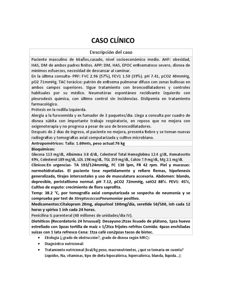Caso Clinico 1 | PDF | Medicina CLINICA | Enfermedades y trastornos