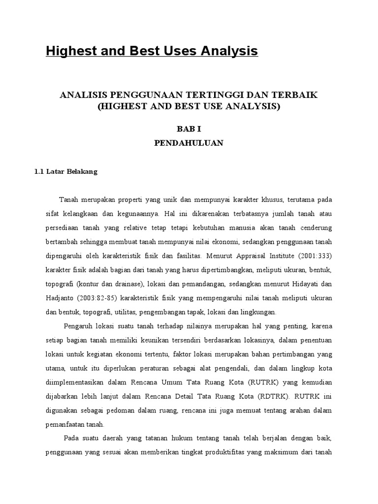 Highest and Best Uses Analysis | PDF