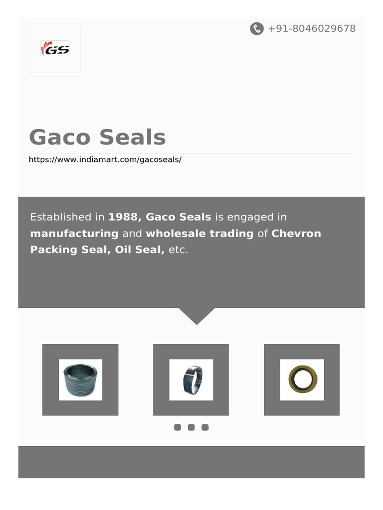 Gaco Seals Product Overview | PDF | Business | Technology & Engineering