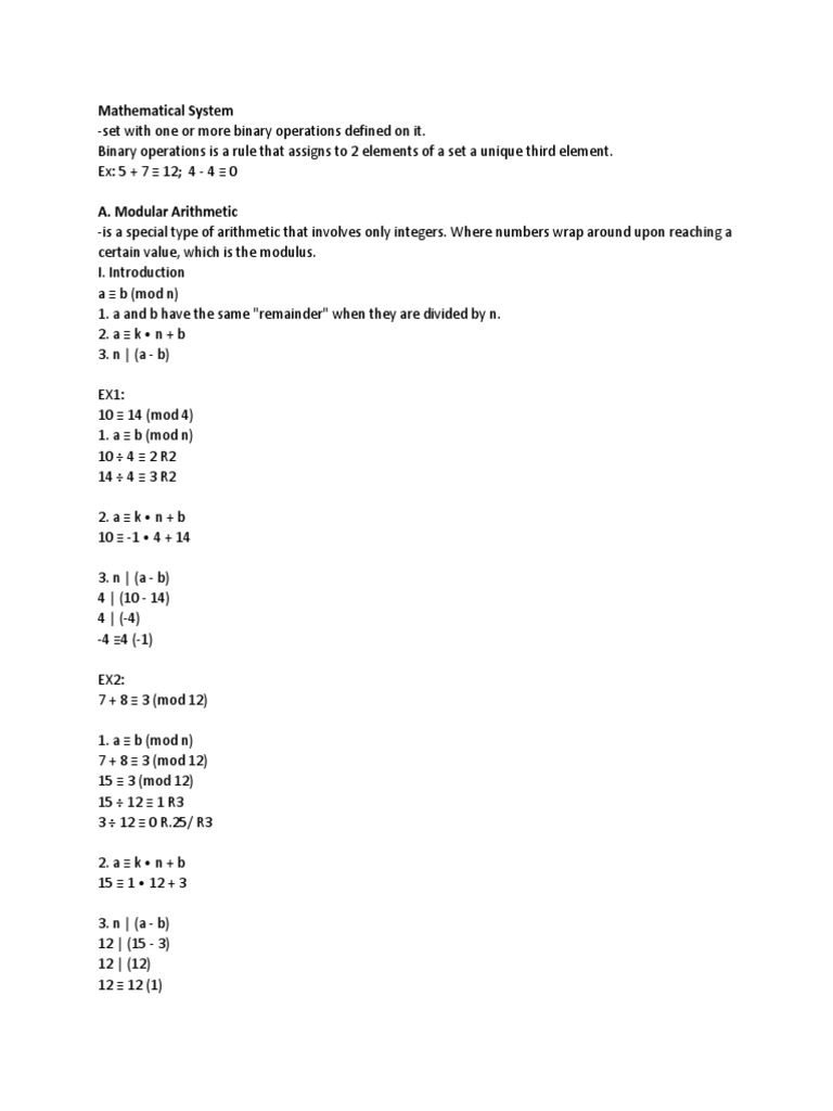 Modular Arithmetic: Applications and Properties of a Fundamental Mathematical System | PDF ...