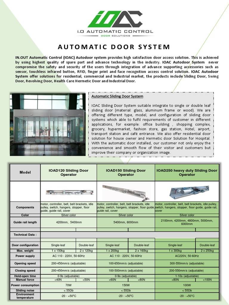 Autodoor Solution Brochure | PDF | Door | Electric Motor