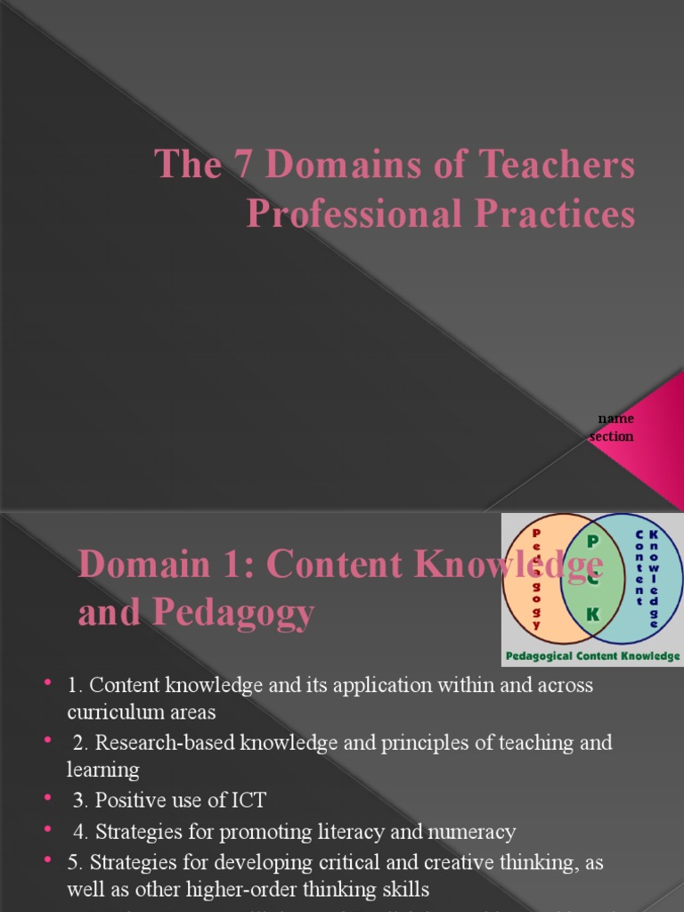 The 7 Domains of Teachers Professional Practices | PDF | Learning ...