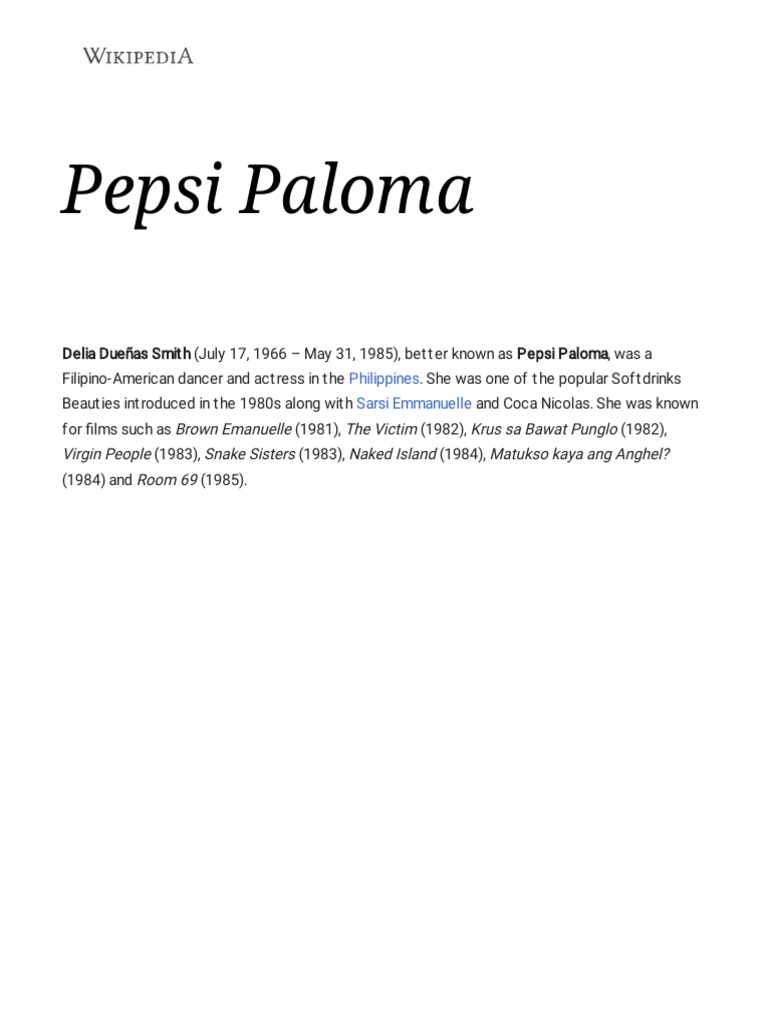 Pepsi Paloma - Wikipedia | PDF | Philippines | Metro Manila