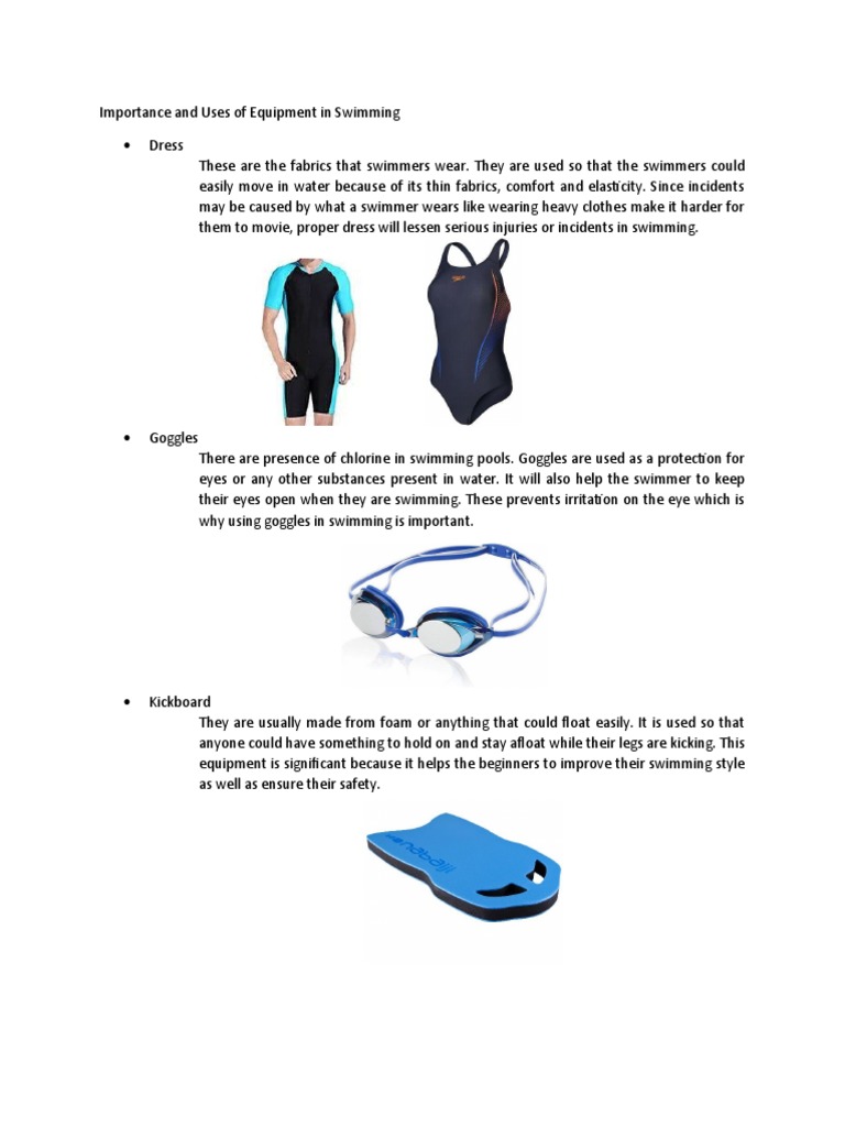 Swimming Equipments | Download Free PDF | Swimming | Recreation