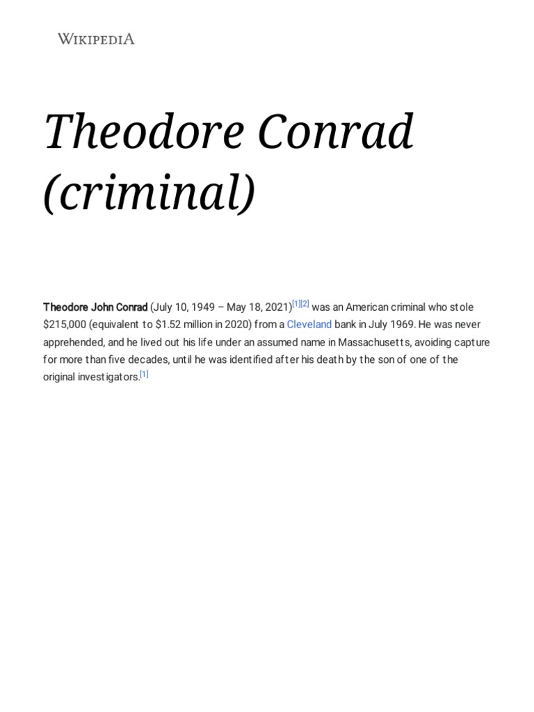 Theodore Conrad (Criminal) - Wikipedia | PDF | Criminal Law | Crimes