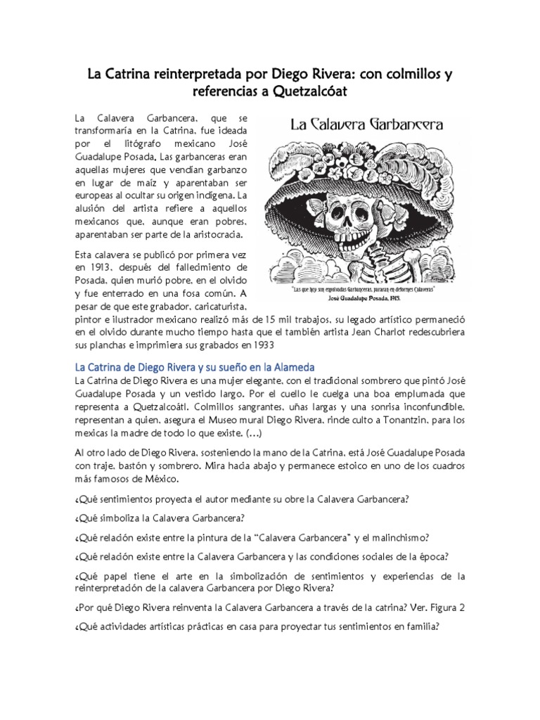 Lectura La Catrina Reinterpretada Por Diego Rivera | PDF | Arte | Clásicos