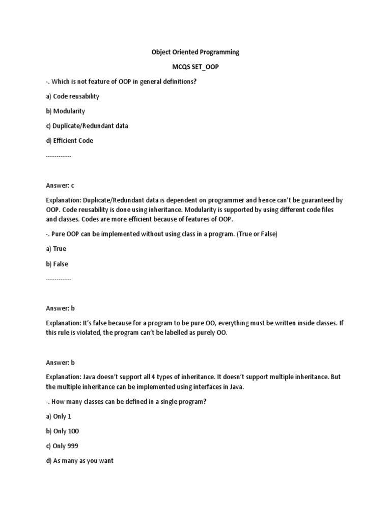 MCQS Set Oop PDF | PDF | Programming | Constructor (Object Oriented Programming)