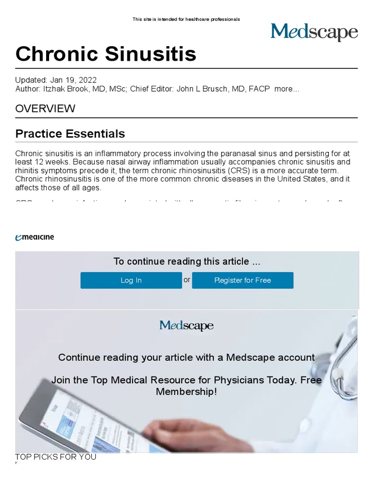 Chronic Sinusitis: Practice Essentials, Background, Anatomy | PDF | Science & Mathematics