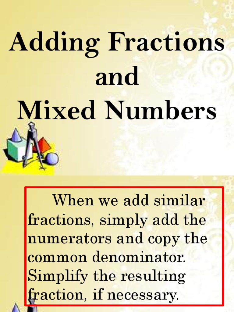 Adding Fractions and Mixed Numbers | PDF | Teaching Methods & Materials