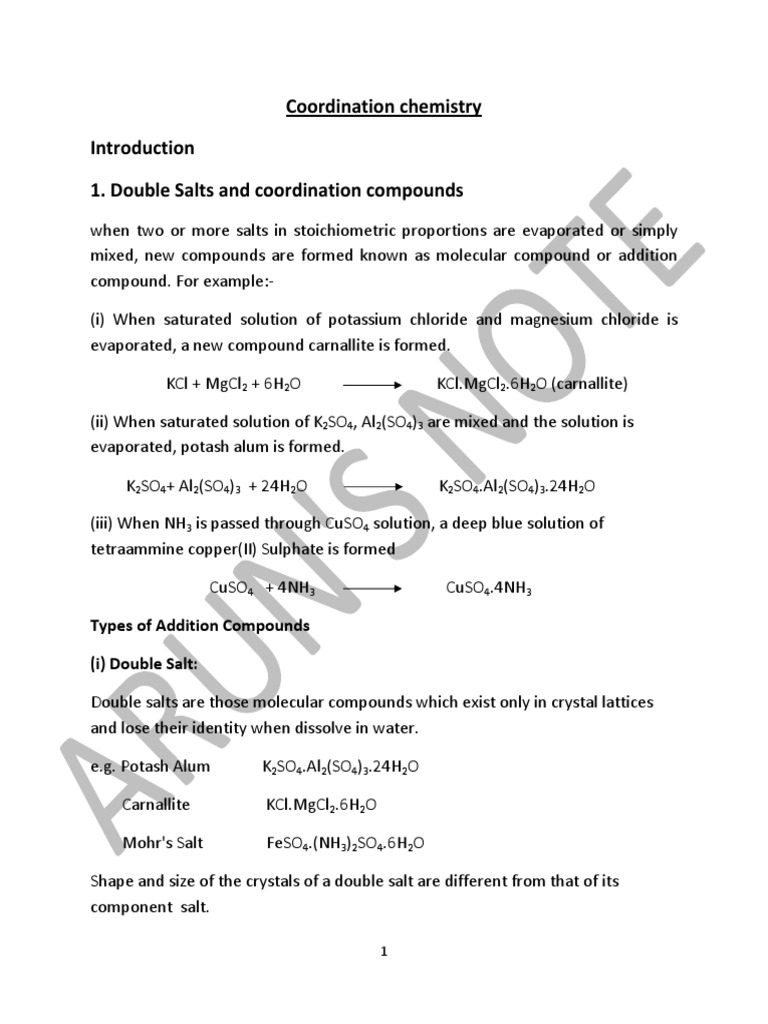 Coordination Chemistry: An Introduction to Coordination Compounds and Werner's Theory of ...