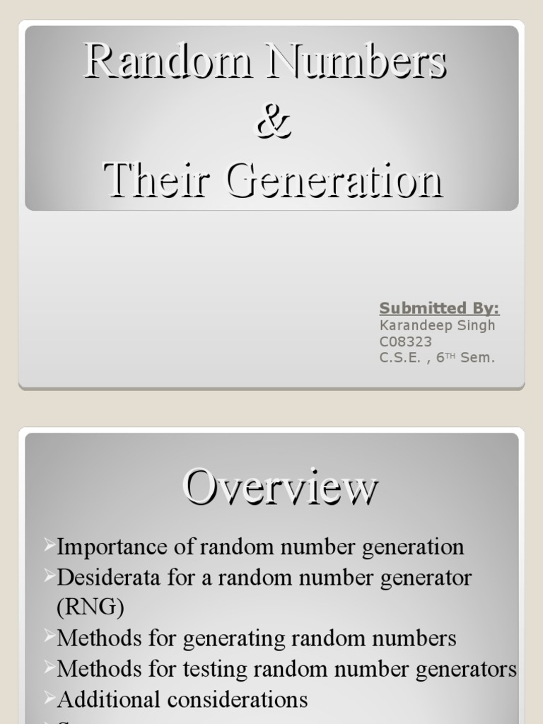 Random Numbers & Generation | PDF | Statistics | Statistical Theory