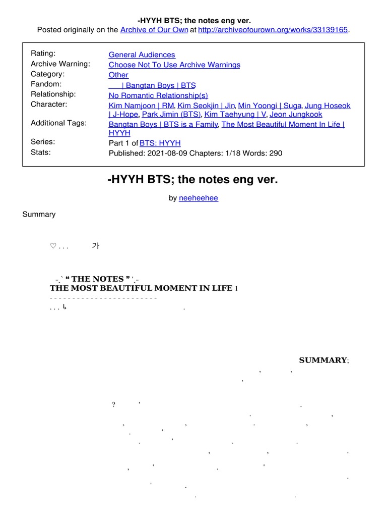 HYYH BTS The Notes Eng | PDF | Musicians | South Korea