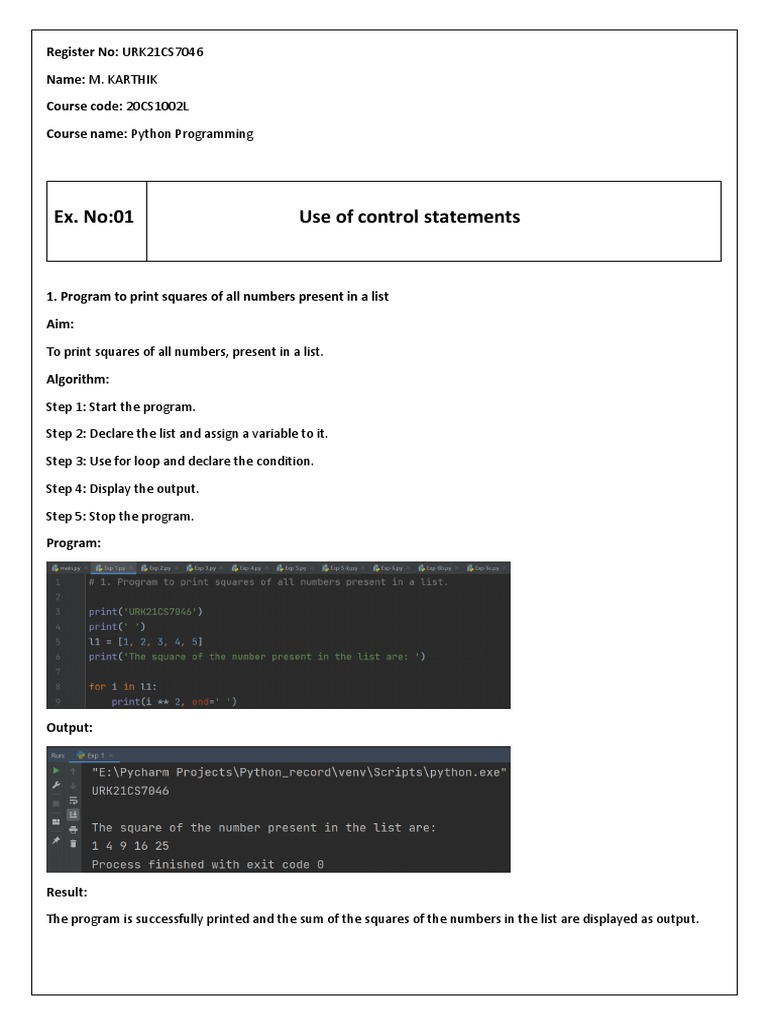 Python Exp 1 | PDF | Control Flow | Theoretical Computer Science