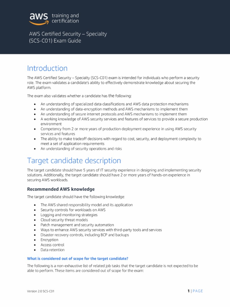 AWS Certified Security Specialty - Exam Guide | PDF