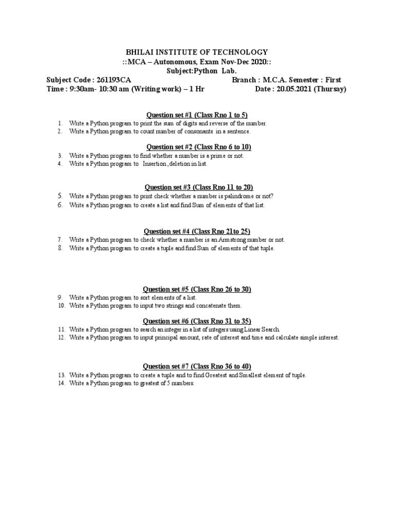 Python Lab - Question | PDF