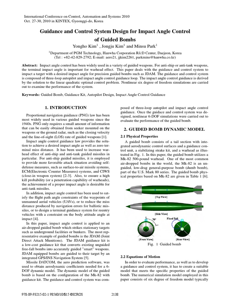 Guidance and Control System Design For Impact Angle Control | PDF ...