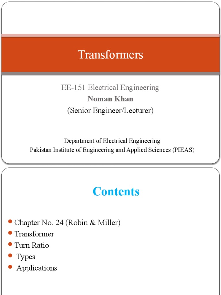 Transformers: EE-151 Electrical Engineering | PDF | Transformer ...