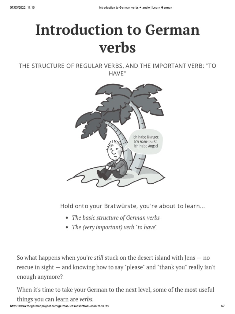 Introduction To German Verbs + Audio - Learn German | PDF | Language ...