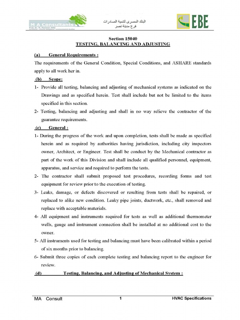 Testing, Balancing and Adjusting | PDF