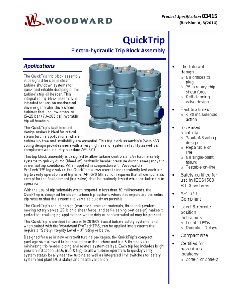 Woodward - 3415 - QuickTrip Electro-Hydraulic Trip Block Assy | PDF ...