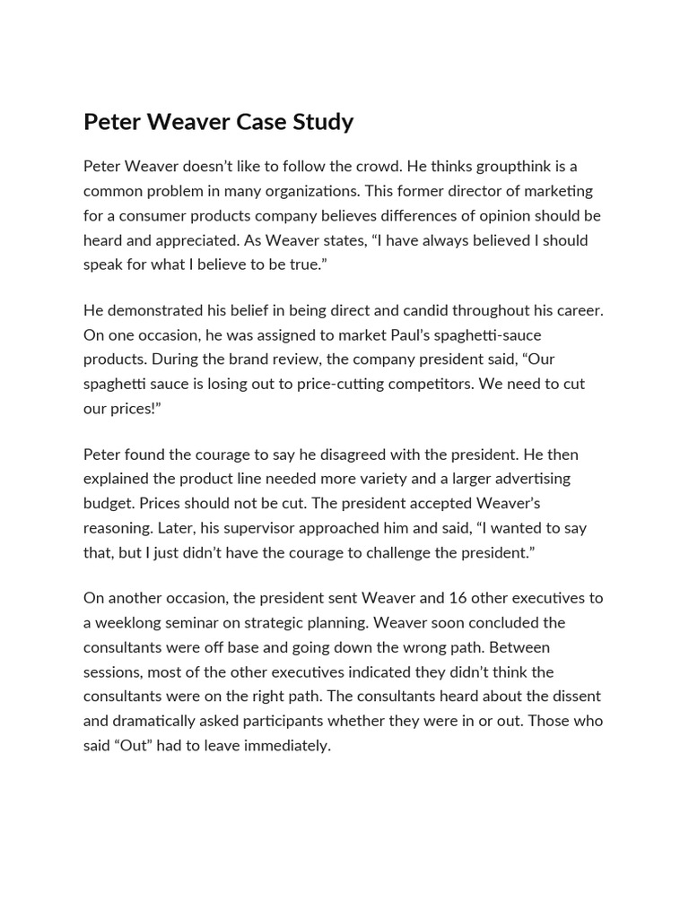 Peter Weaver Case Study+3 | PDF